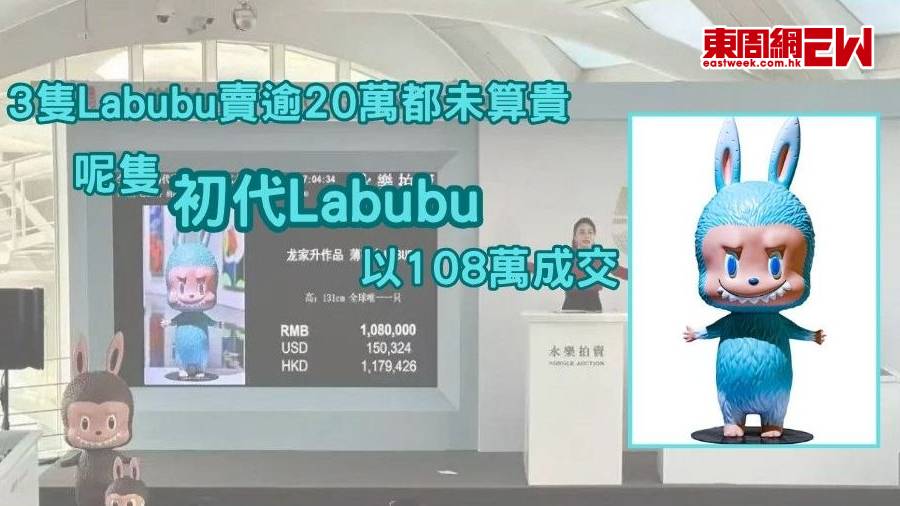 3隻Labubu賣逾20萬都未算貴 呢隻初代Labubu以108萬成交